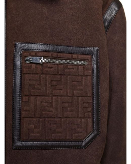 Fendi Embossed Logo Jacket in Brown for Men | Lyst