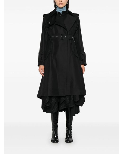 Sacai Gabardine X Windowpane Coat in Black | Lyst