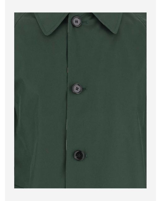 Burberry Cotton Gabardine Coat With Check Pattern in Green for Men | Lyst