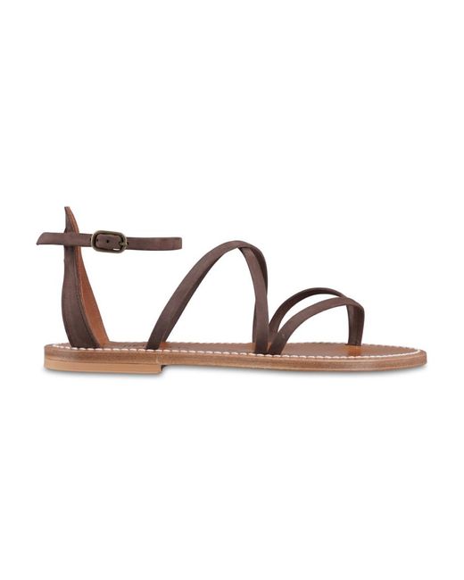 K. Jacques Leather Ankle-strap Sandals in Brown | Lyst