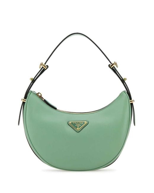 Prada Sea Leather Arqu Handbag in Green | Lyst