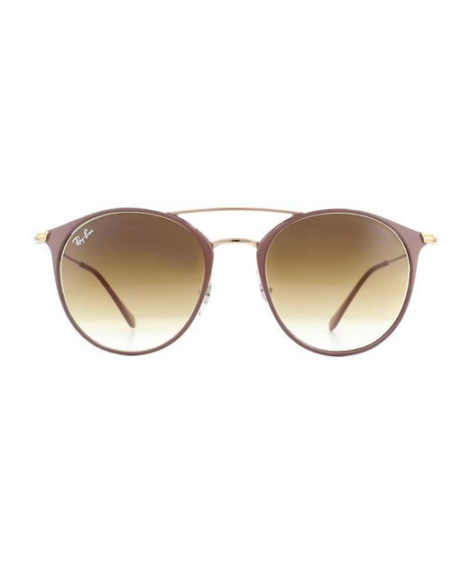 Ray-Ban Round Light Brown Bronze Copper Light Brown Gradient Sunglasses ...