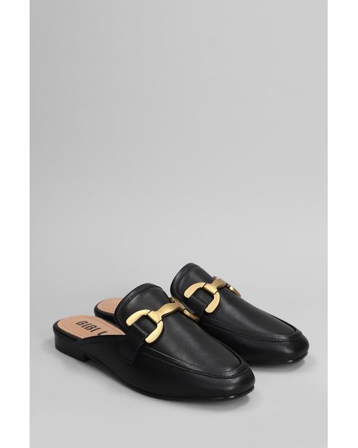 Bibi Lou Vela Loafer Slipper-mule In Black Leather | Lyst