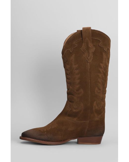 GISÉL MOIRÉ Guatemala Texan Boots In Leather Color Suede in Brown | Lyst