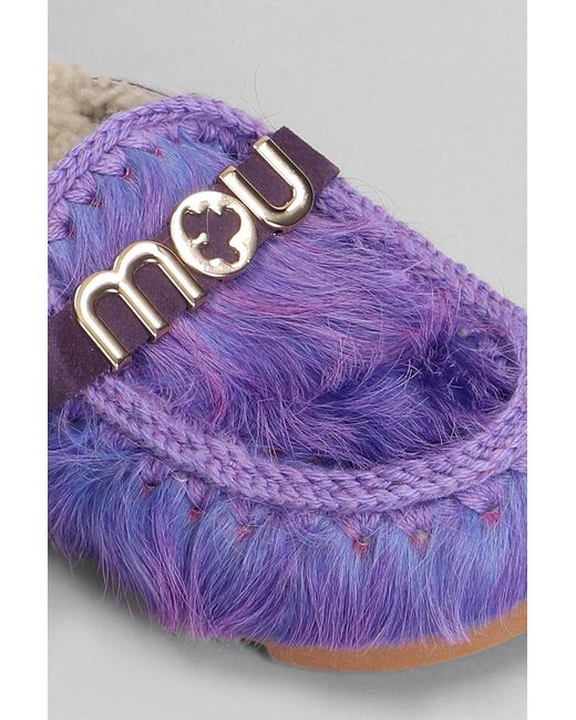 Mou Long Hair Pony Slipper-mule In Viola Pony Skin in Purple | Lyst