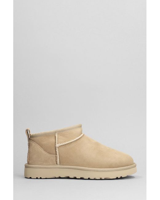 UGG Classic Ultra Mini Low Heels Ankle Boots in Natural | Lyst