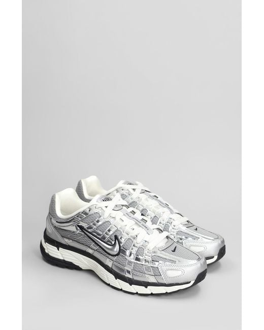 Nike P-6000 Sneakers In Silver Leather And Fabric in White for Men | Lyst