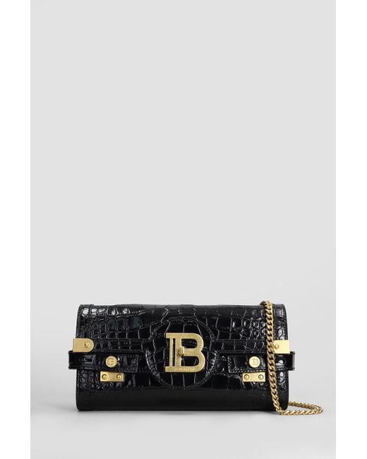 Balmain B Buzz Pouch 23 Shoulder Bag In Black Leather | Lyst