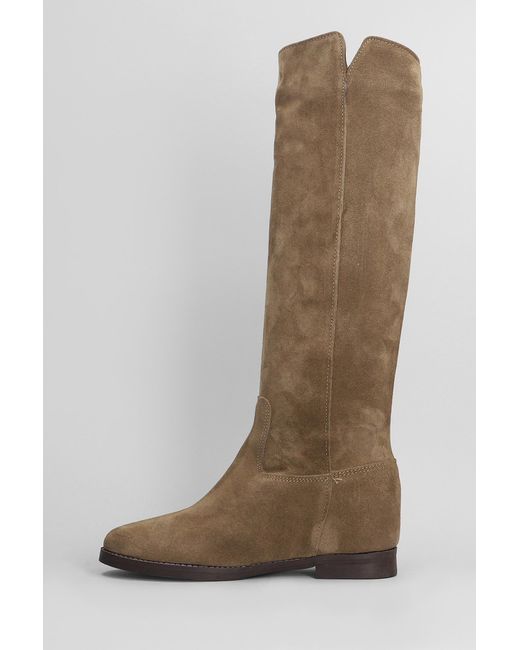 Julie Dee Low Heels Boots In Brown Leather | Lyst