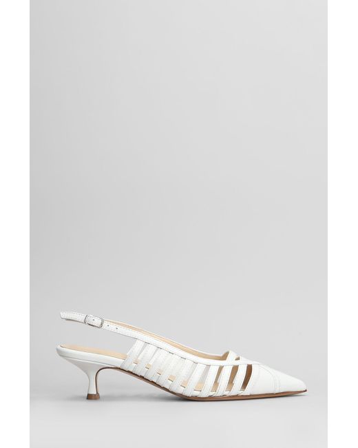 Anna F. Pumps In White Leather | Lyst