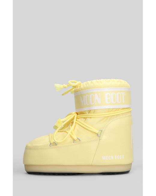 Moon Boot Mb Icon Low Nylon Low Heels Ankle Boots In Yellow Nylon in ...