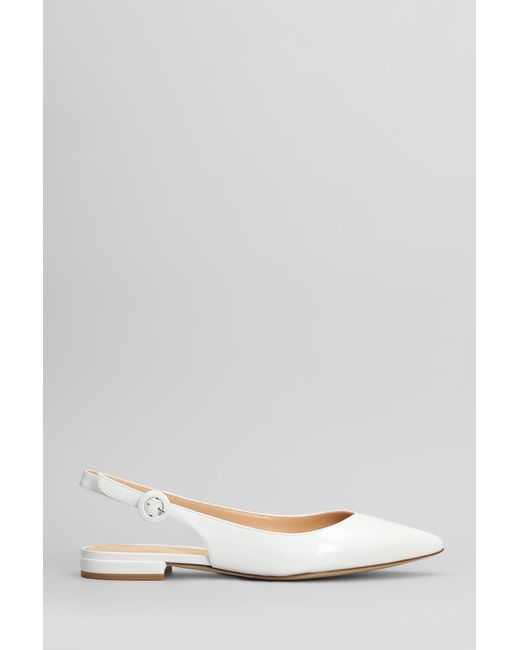Julie Dee Ballet Flats In White Leather | Lyst
