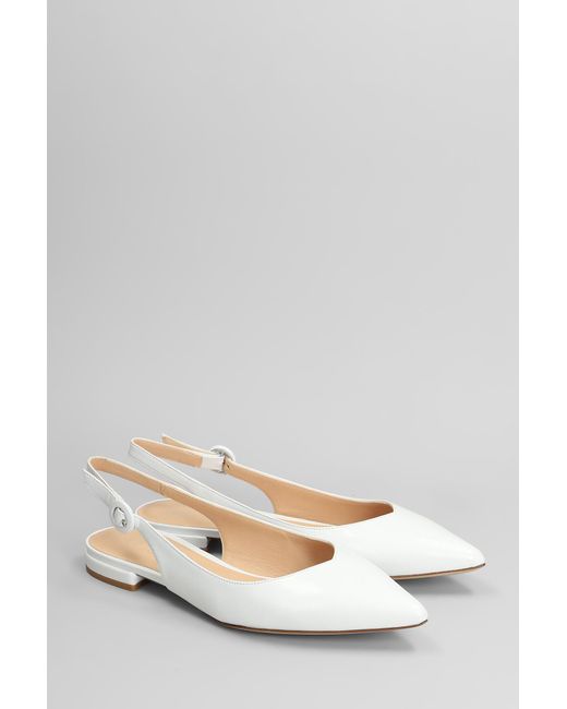 Julie Dee Ballet Flats In White Leather | Lyst
