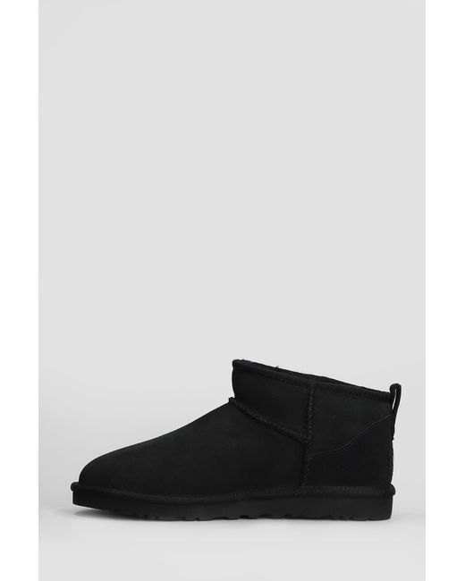 UGG Classic Ultra Mini Low Heels Ankle Boots In Black Suede for Men | Lyst