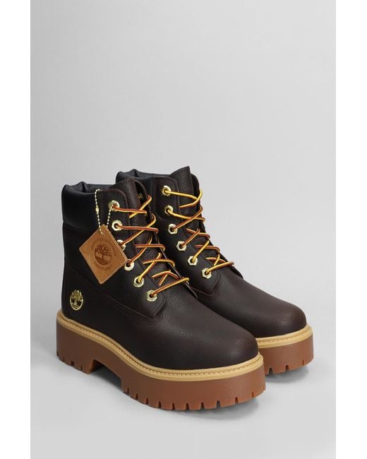 Timberland Stone Street 6 Combat Boots In Brown Leather | Lyst