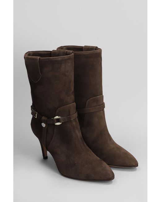 The Seller High Heels Ankle Boots In Dark Brown Suede | Lyst