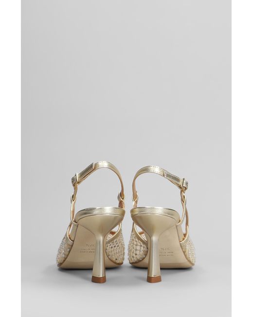 Chantal Pumps In Platinum Leather And Fabric | Lyst