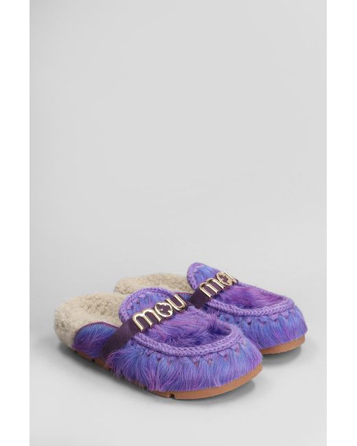 Mou Long Hair Pony Slipper-mule In Viola Pony Skin in Purple | Lyst