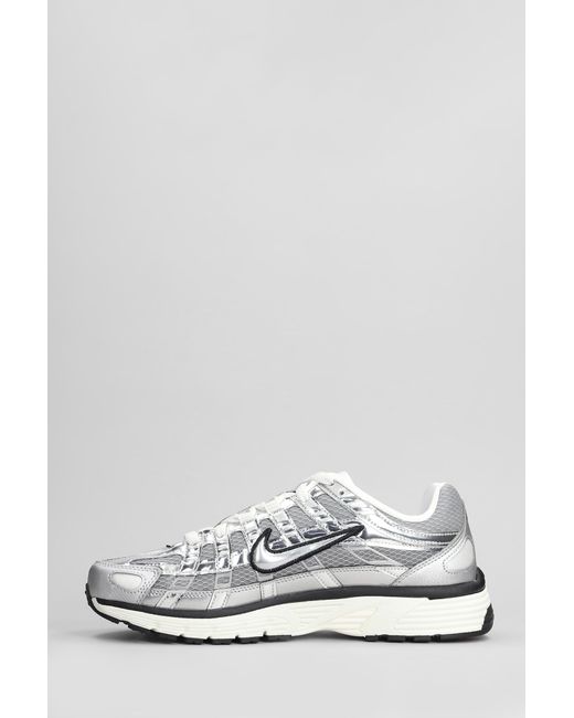 Nike P-6000 Sneakers In Silver Leather And Fabric in White for Men | Lyst