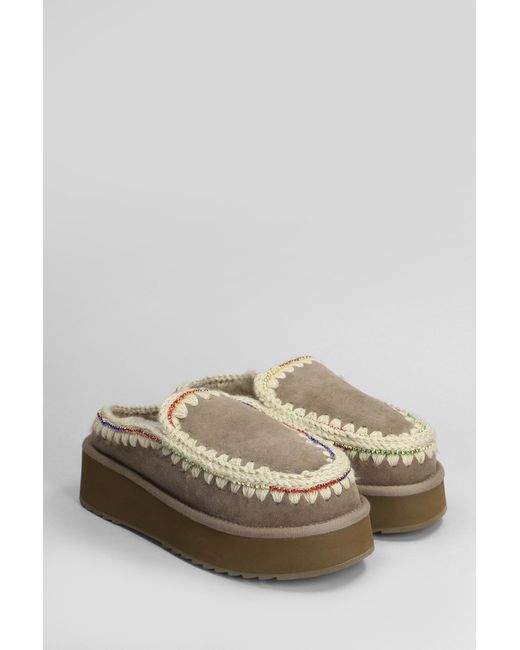 Mou Clog Eskimo Platform Slipper-mule In Grey Suede | Lyst