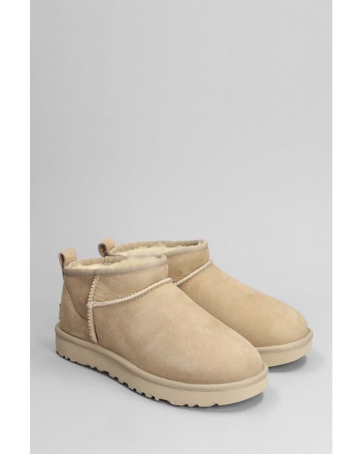 UGG Classic Ultra Mini Low Heels Ankle Boots in Natural | Lyst