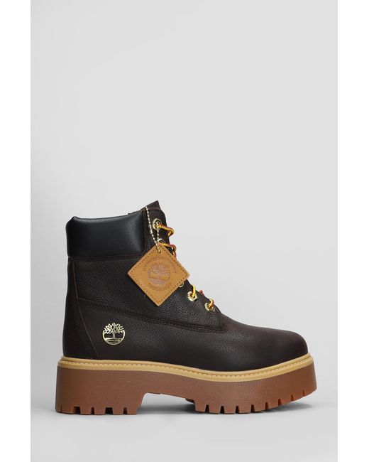 Timberland Stone Street 6 Combat Boots In Brown Leather | Lyst