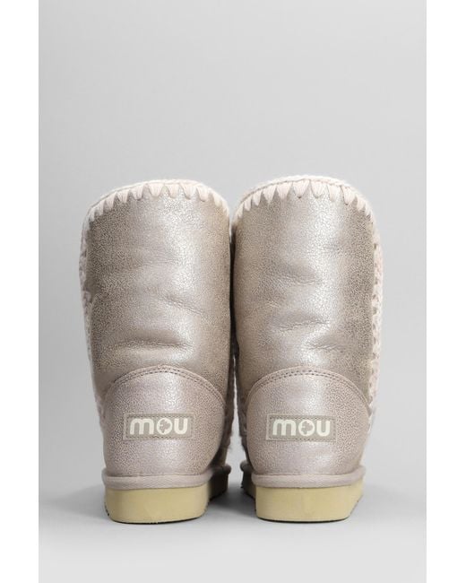 Mou Eskimo 24 Low Heels Ankle Boots In Beige Leather in Gray | Lyst