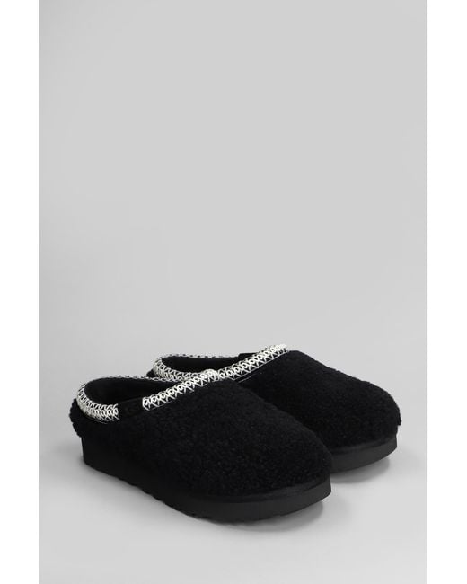 UGG Tasman Maxi Curly Slipper-mule In Black Wool | Lyst