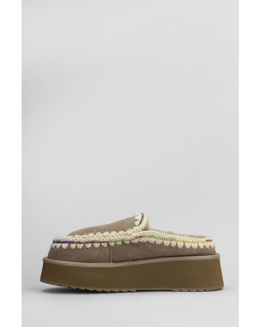 Mou Clog Eskimo Platform Slipper-mule In Grey Suede | Lyst