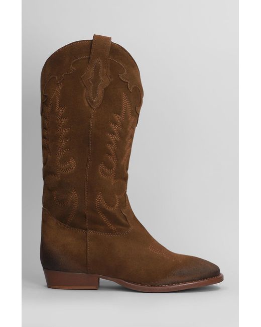 GISÉL MOIRÉ Guatemala Texan Boots In Leather Color Suede in Brown | Lyst