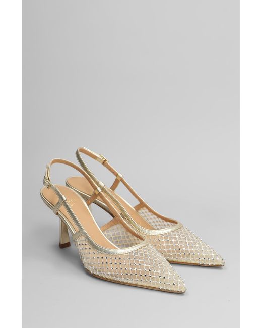 Chantal Pumps In Platinum Leather And Fabric | Lyst