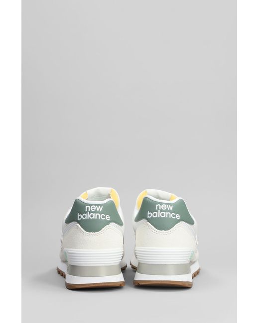 New Balance 574 Sneakers In Beige Suede And Fabric in White | Lyst