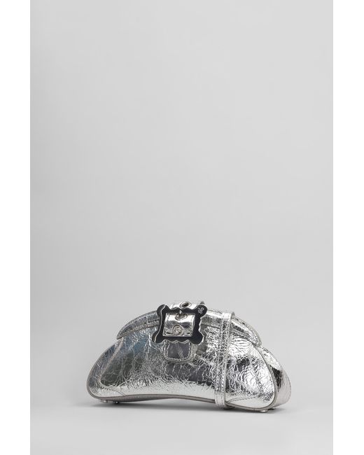 Vivienne Westwood Amber Clutch Clutch In Silver Leather in Gray | Lyst