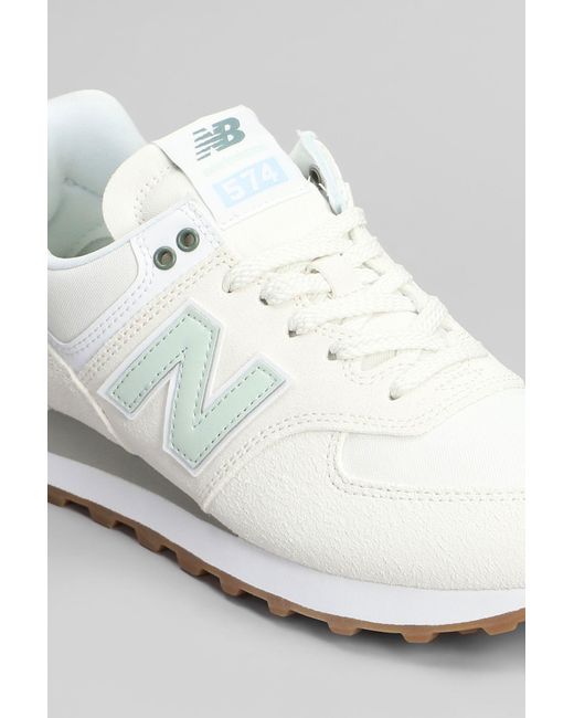 New Balance 574 Sneakers In Beige Suede And Fabric in White | Lyst