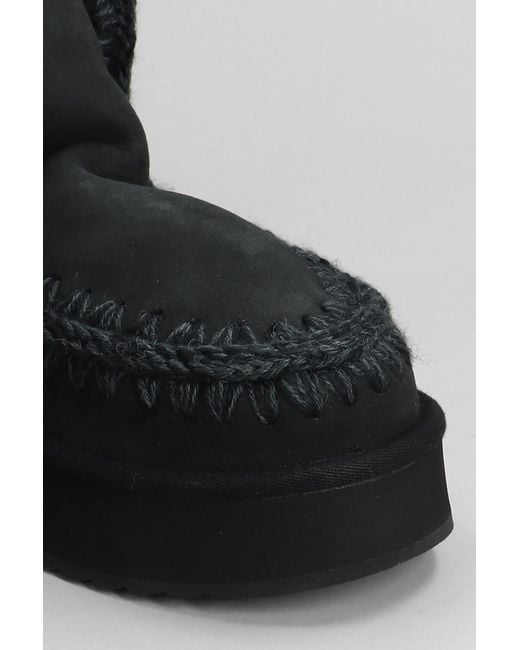 Mou Mini Eskimo Platform High Heels Ankle Boots In Black Suede | Lyst