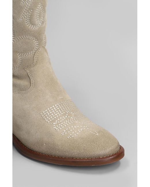 GISÉL MOIRÉ Guatemala Texan Boots In Beige Suede in Natural | Lyst