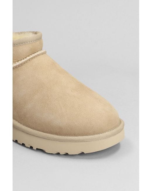 UGG Classic Ultra Mini Low Heels Ankle Boots in Natural | Lyst