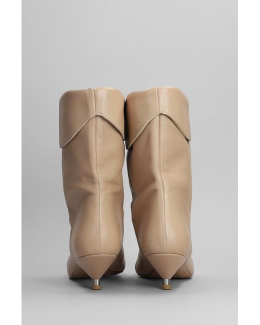 GISÉL MOIRÉ Miriam Low Heels Ankle Boots In Powder Leather in Natural ...