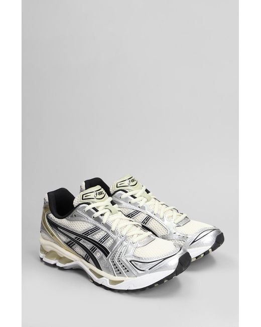 Asics Gel-kayano 14 Sneakers In Silver Leather And Fabric in White | Lyst
