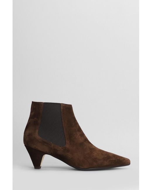 Anna F. High Heels Ankle Boots In Brown Suede | Lyst