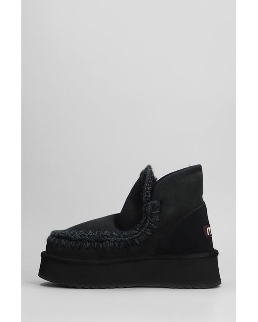 Mou Mini Eskimo Platform High Heels Ankle Boots In Black Suede | Lyst