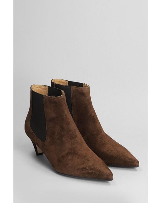 Anna F. High Heels Ankle Boots In Brown Suede | Lyst