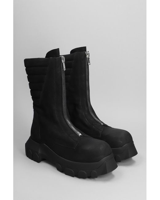 Rick Owens Moto Turbo Tractor Combat Boots in Black for Men | Lyst