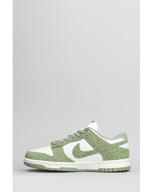 Nike Dunk Low Prm Sneakers In White Leather in Green | Lyst