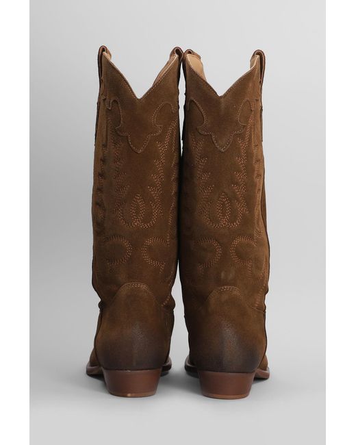 GISÉL MOIRÉ Guatemala Texan Boots In Leather Color Suede in Brown | Lyst