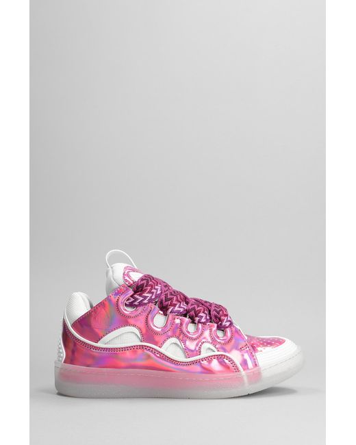 Lanvin Curb Sneakers In Rose-pink Polyester | Lyst