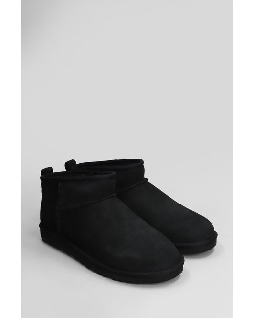 UGG Classic Ultra Mini Low Heels Ankle Boots In Black Suede for Men | Lyst