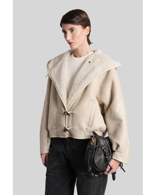 Isabel Marant Amiel Shearling In Beige Leather in Natural | Lyst