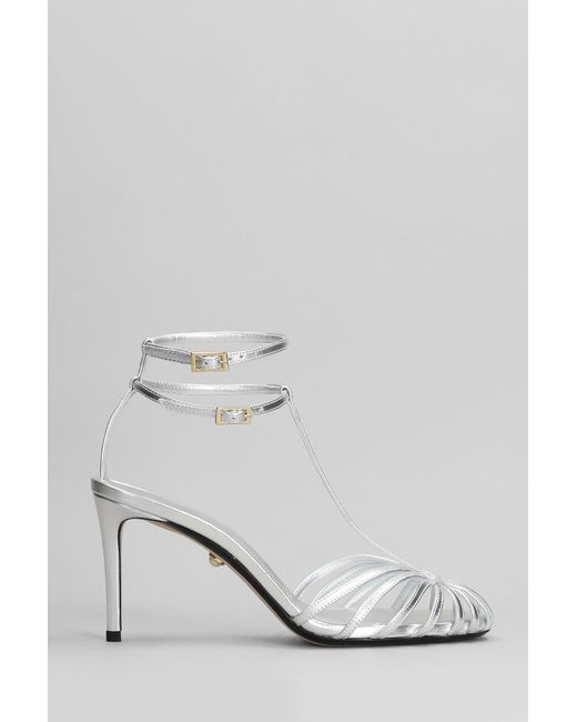 ALEVI Anna 80 Sandals In Silver Leather in White | Lyst