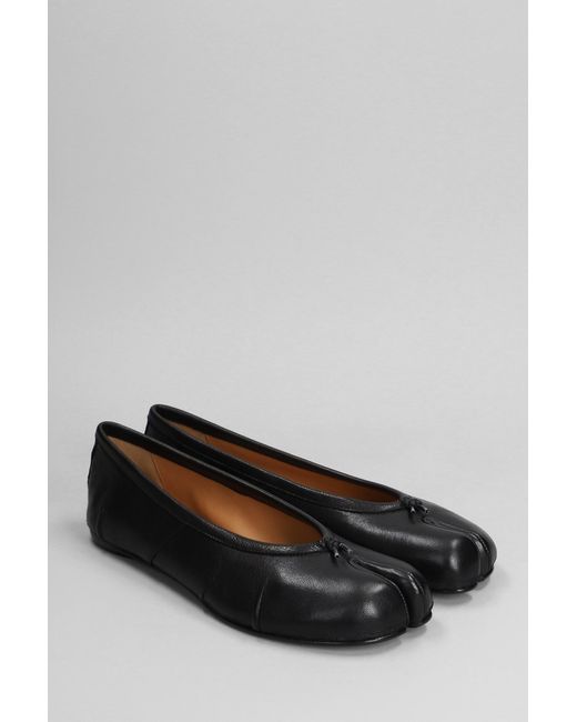 Maison Margiela Tabi Ballet Flats In Black Leather in Gray | Lyst